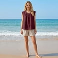 idosla Linen Shirts for Women Spring Summer Sleeveless Cap Sleeve ...