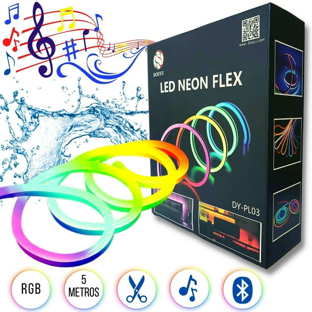 Tira de Luces Neón Audiorítmica con Control Remoto LED 5050 Brillante ...