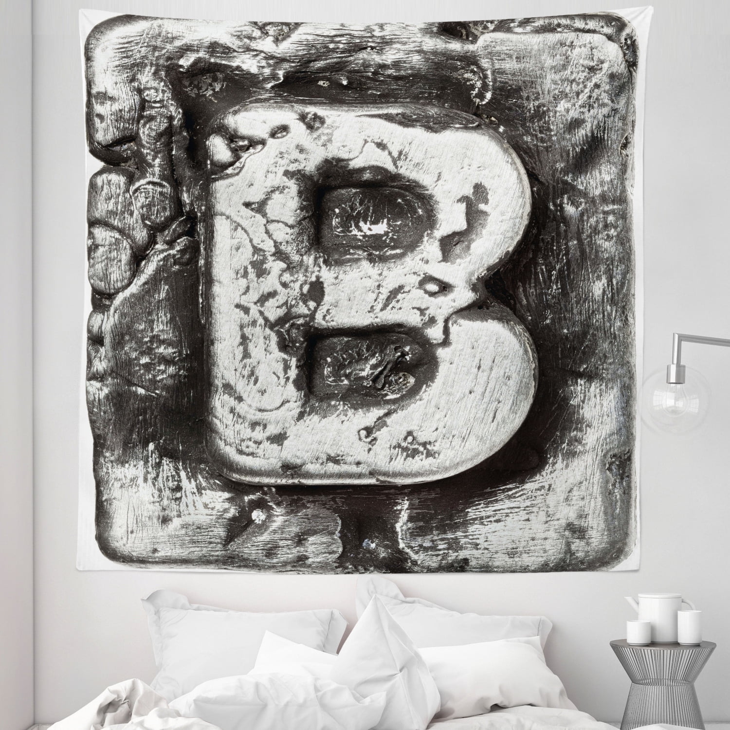 Letter B Tapestry, Steel Aged B with Toned Cracks and Distressed ...