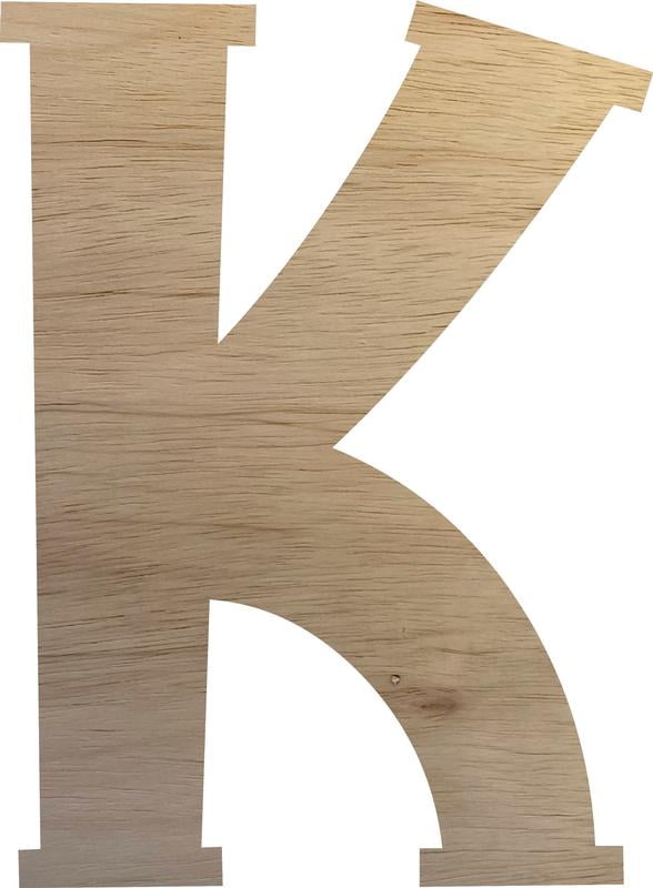 18'' Tall Unfinished Wooden Letter K, Paintable Blank Wood Material ...