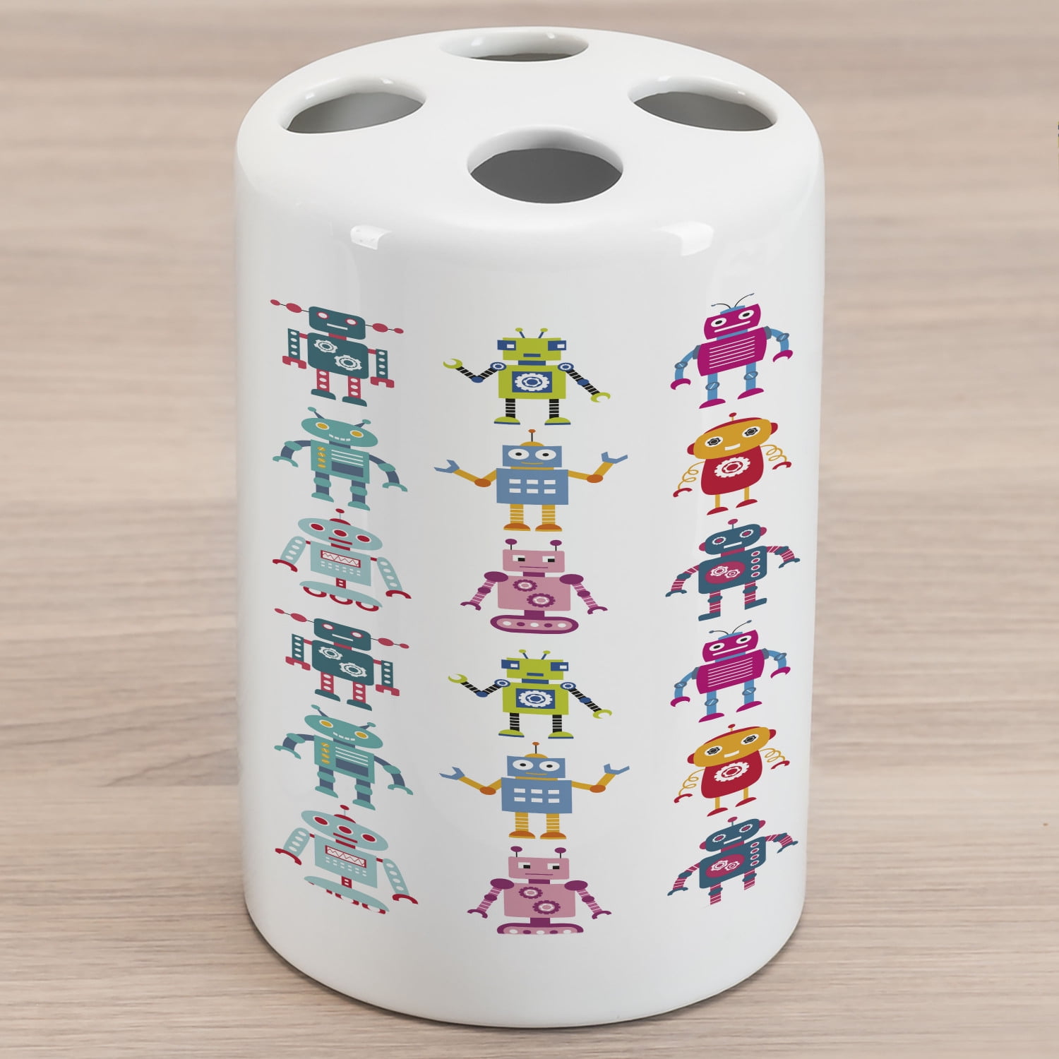 Cartoon Ceramic Toothbrush Holder, Colorful Style Robot Futuristic ...