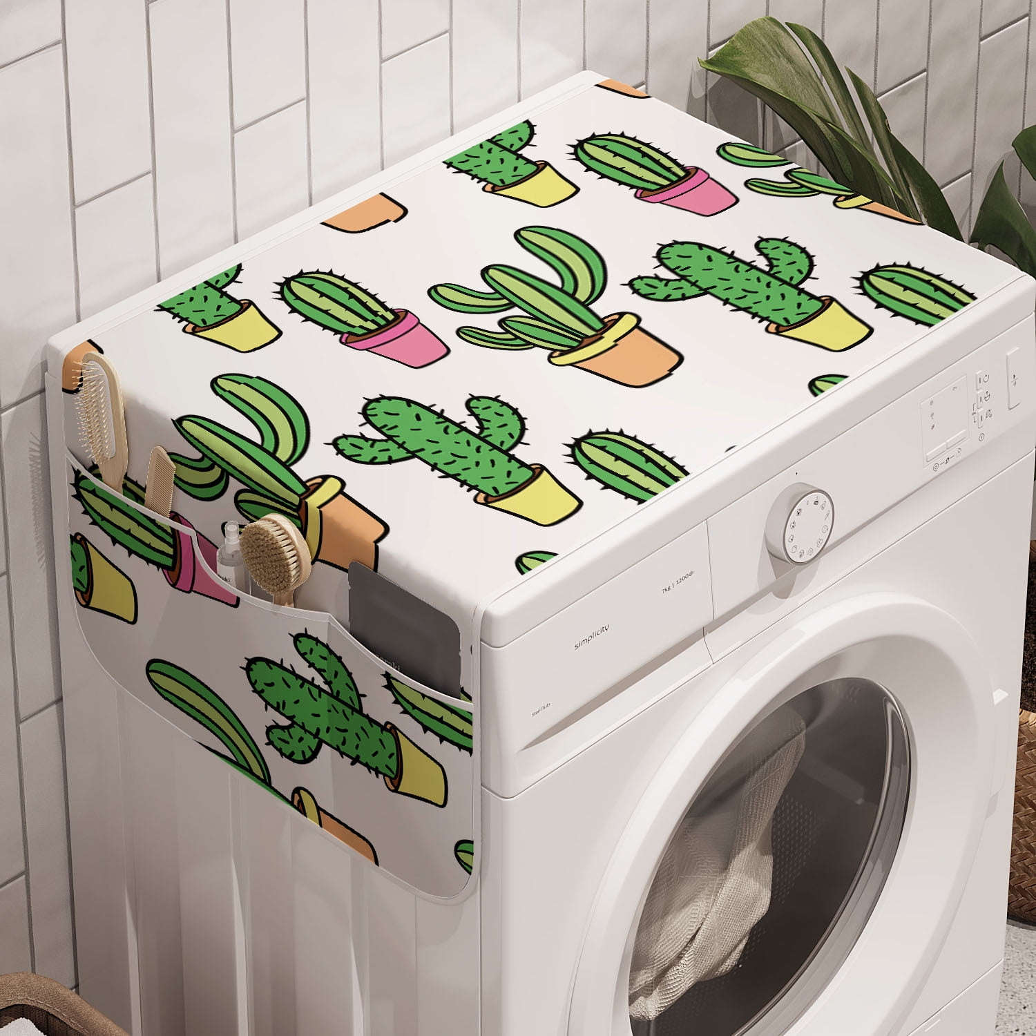 Cactus Washing Machine Organizer, Vases and Pots with Flowers Cartoon ...