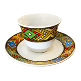 Etege Ethiopia Traditional Coffee Mugs Set ‚Äì 12 Pcs Tibeb Pattern, 6 ...