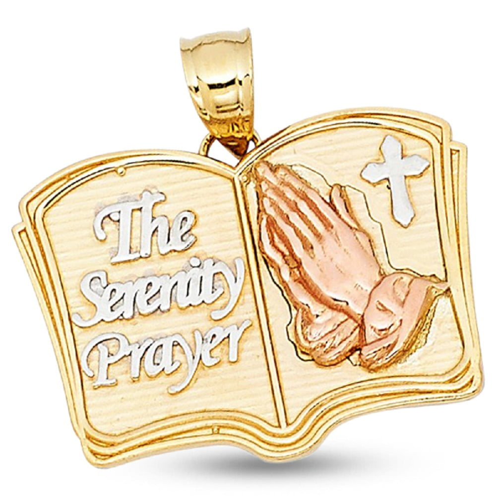 Bible Prayer Pendant Solid 14k Yellow White Rose Gold Serenity Prayer ...