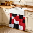 Black Red Patchwork Cabinet Curtains 35" W x 35" L, Modern Abstract Red ...