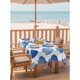 60x84 Inch Outdoor Tablecloth with Umbrella Hole Zipper Rectangle Navy ...