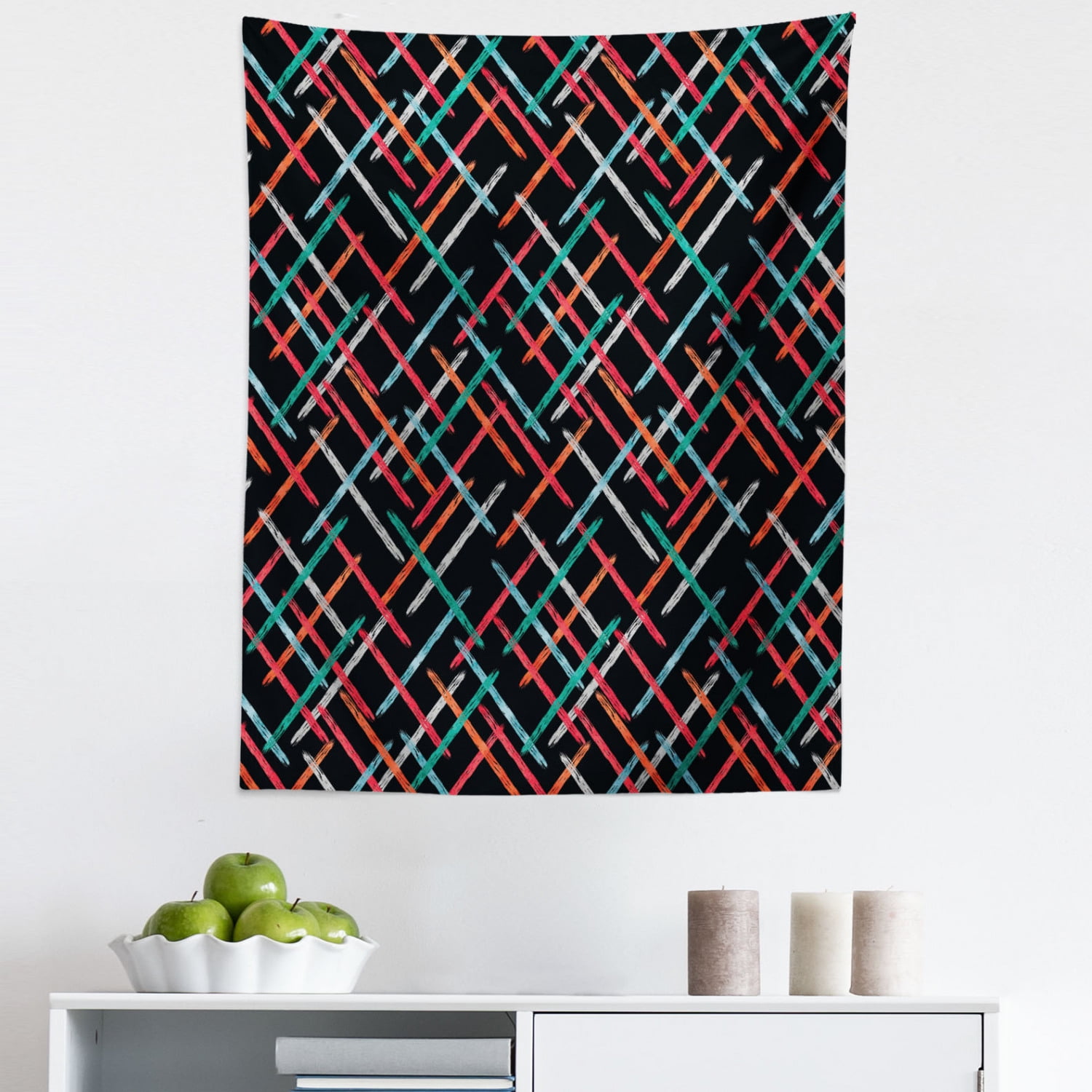 Abstract Tapestry, Contemporary Style Color Bars with Watercolor ...