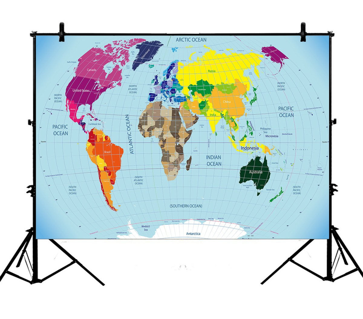 PHFZK 7x5ft Global Earth Map Backdrops, High Detailed World Map with ...