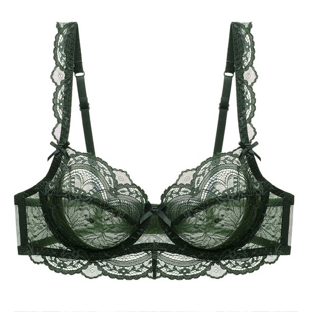 Guoeappa Women's Lace Bra Beauty Sheer Sexy Bra Non Padded Underwired ...