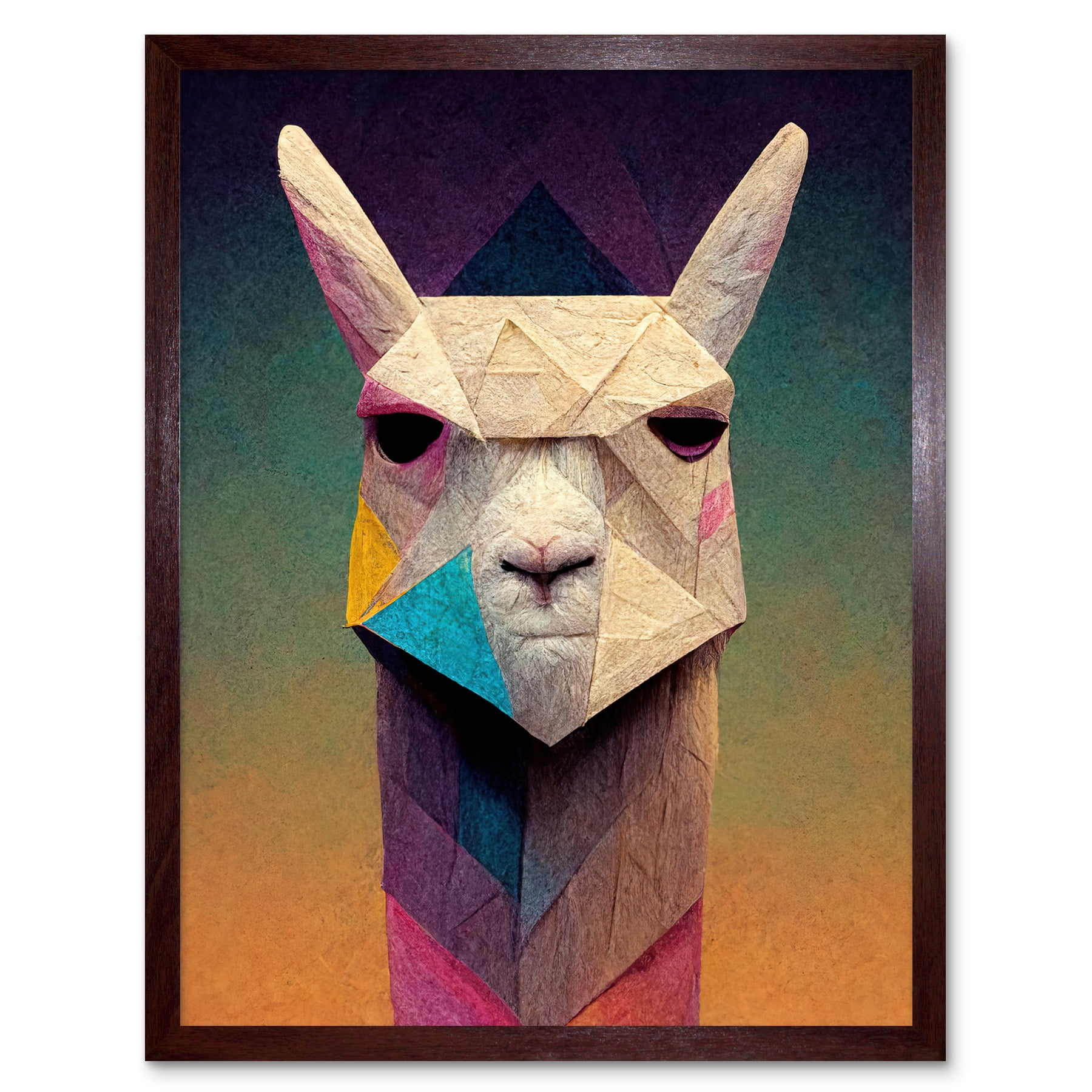 Geometric Angry Llama Fun Pastel Boho Art Print Framed Poster Wall ...