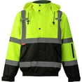 ProtectX Men's Hi Vis Safety Waterproof Jacket, Neon Green, Large ...