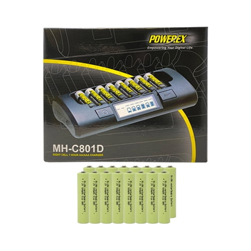 Powerex MH-C801D Eight Slot Smart Charger & 16 AAA (900 mAh) NiMH ...