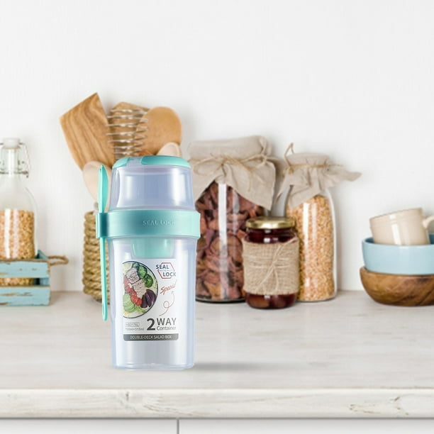 Lutabuo Breakfast Cup Two-layers Food Taper Bowl with Fork Cup Lid ...