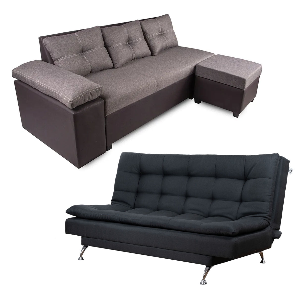 Paquete Maxi, Sala modular + Sofá Cama 3 posiciones 2 en 1, Atlas del Descanso color Gris ...