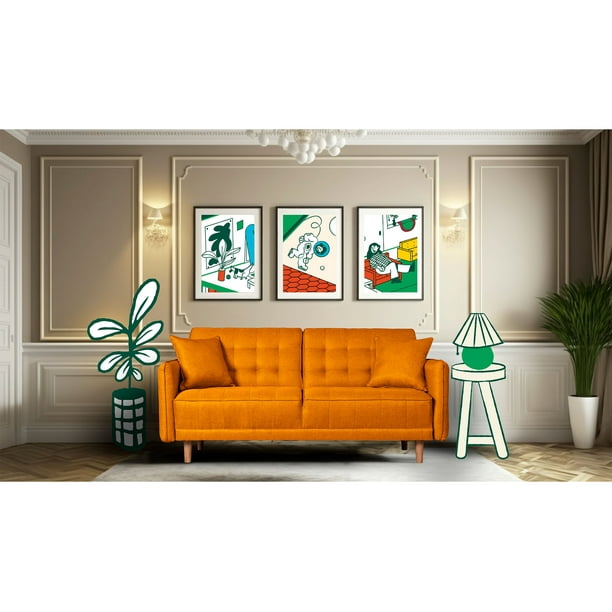 Sofá Cama de Lino Makora Modelo Prince Mostaza | Bodega Aurrera en línea