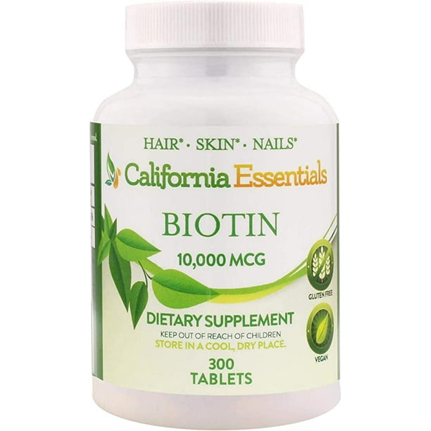 California Essentials Biotin 10000Mcg Hair Skin and Nails Vitamins ...