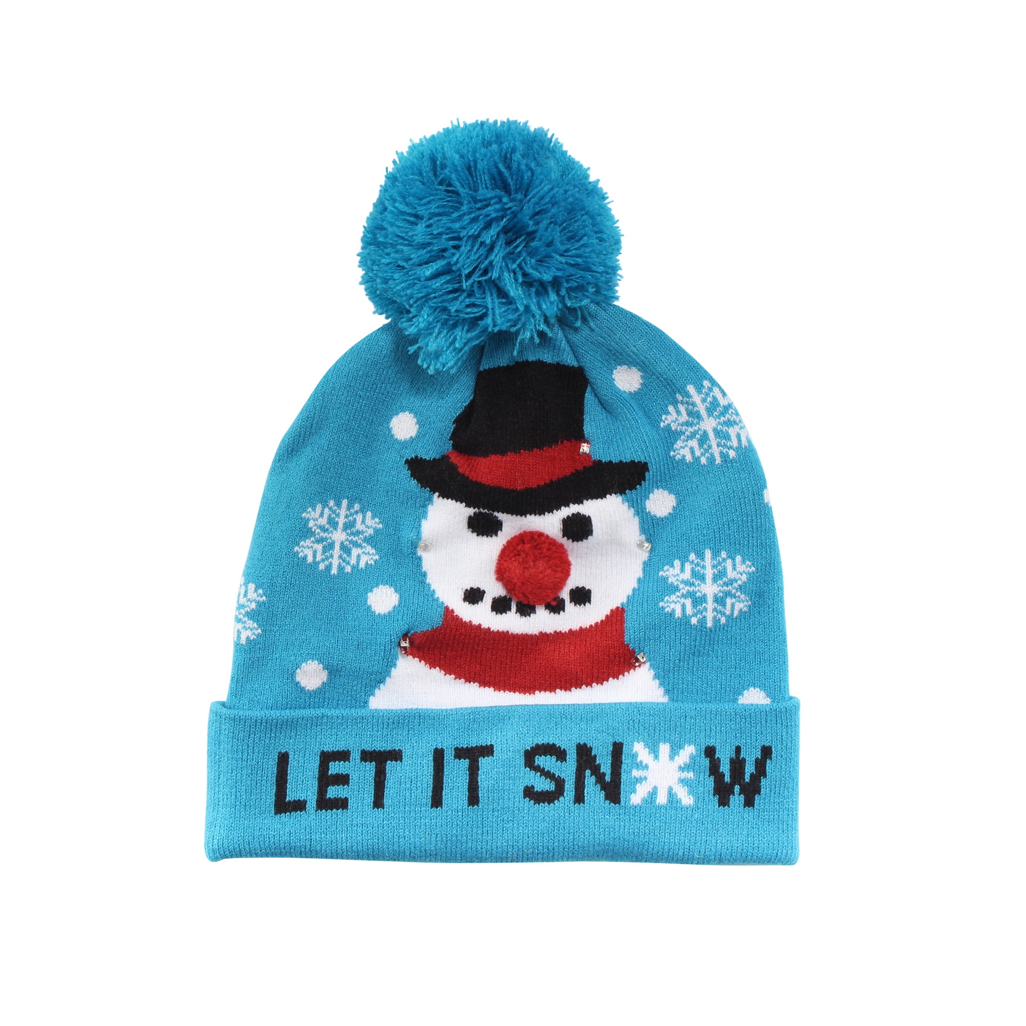 Cozy Winter Christmas Theme Hat - Snowman - Light up LED Holiday Hat ...