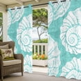 Aqua Conch Outdoor Curtains for Patio, Coastal Summer Ocean Beach ...