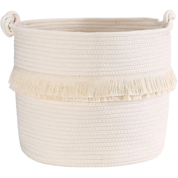 Woven Basket Rope Storage Baskets - Large Cotton Organizer 13 x 15 ...