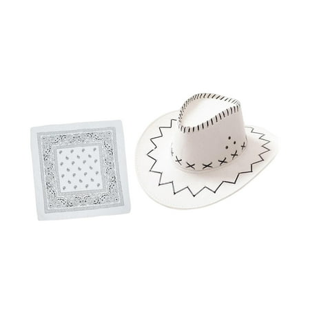 Wide Brim Wind Lanyard Cowboy Hat with Bandana Sun Protection Cap Fancy ...