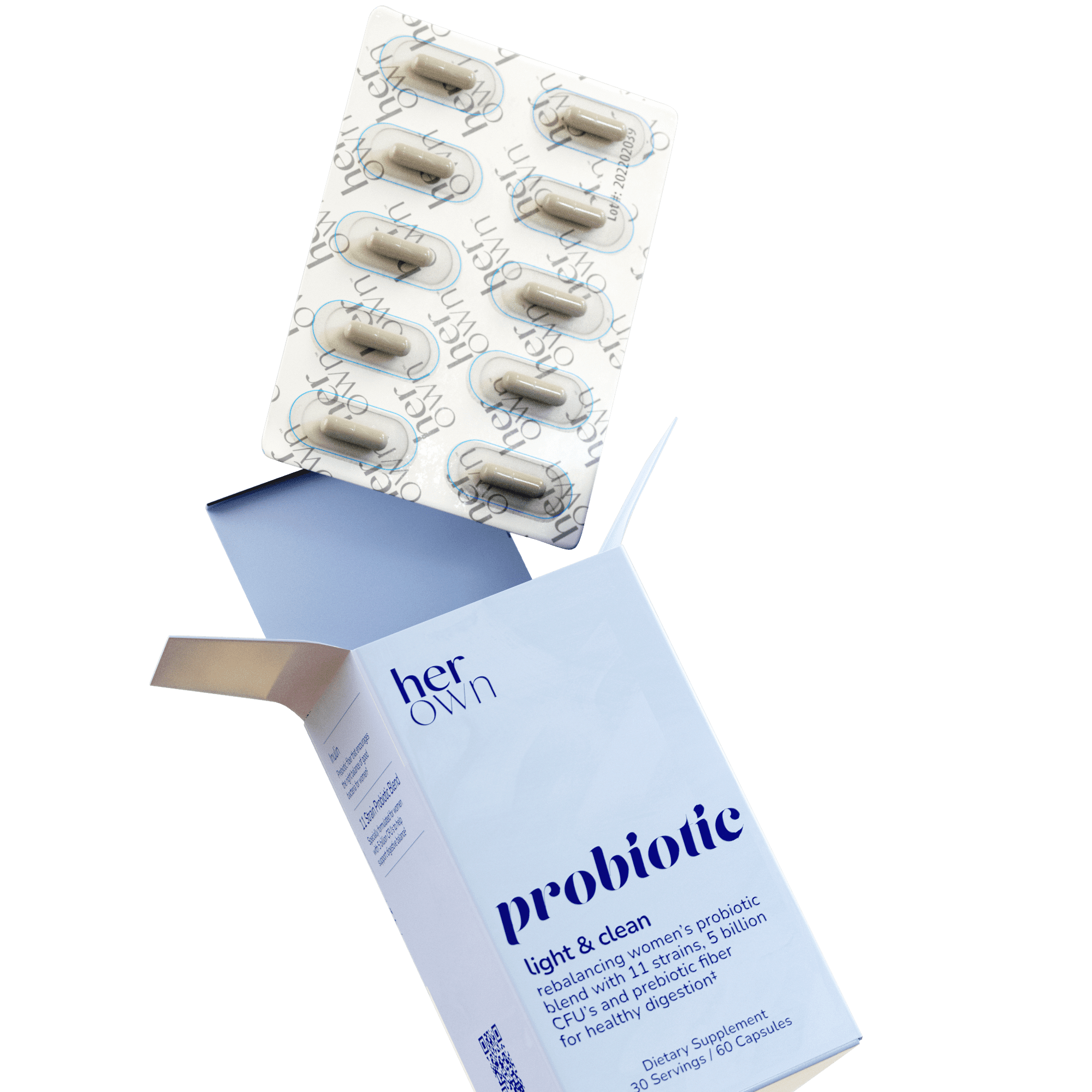 Buy Her Own Probiotic Capsules, 11 Prebiotic Strains, Inulin Prebiotic ...