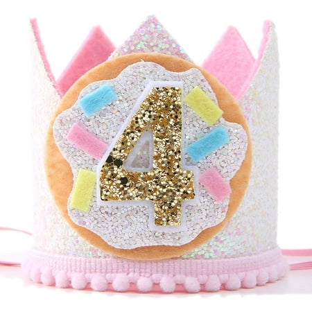 4th Birthday Hat for Donut Party - Donut 4 Year Old Birthday Crown For ...