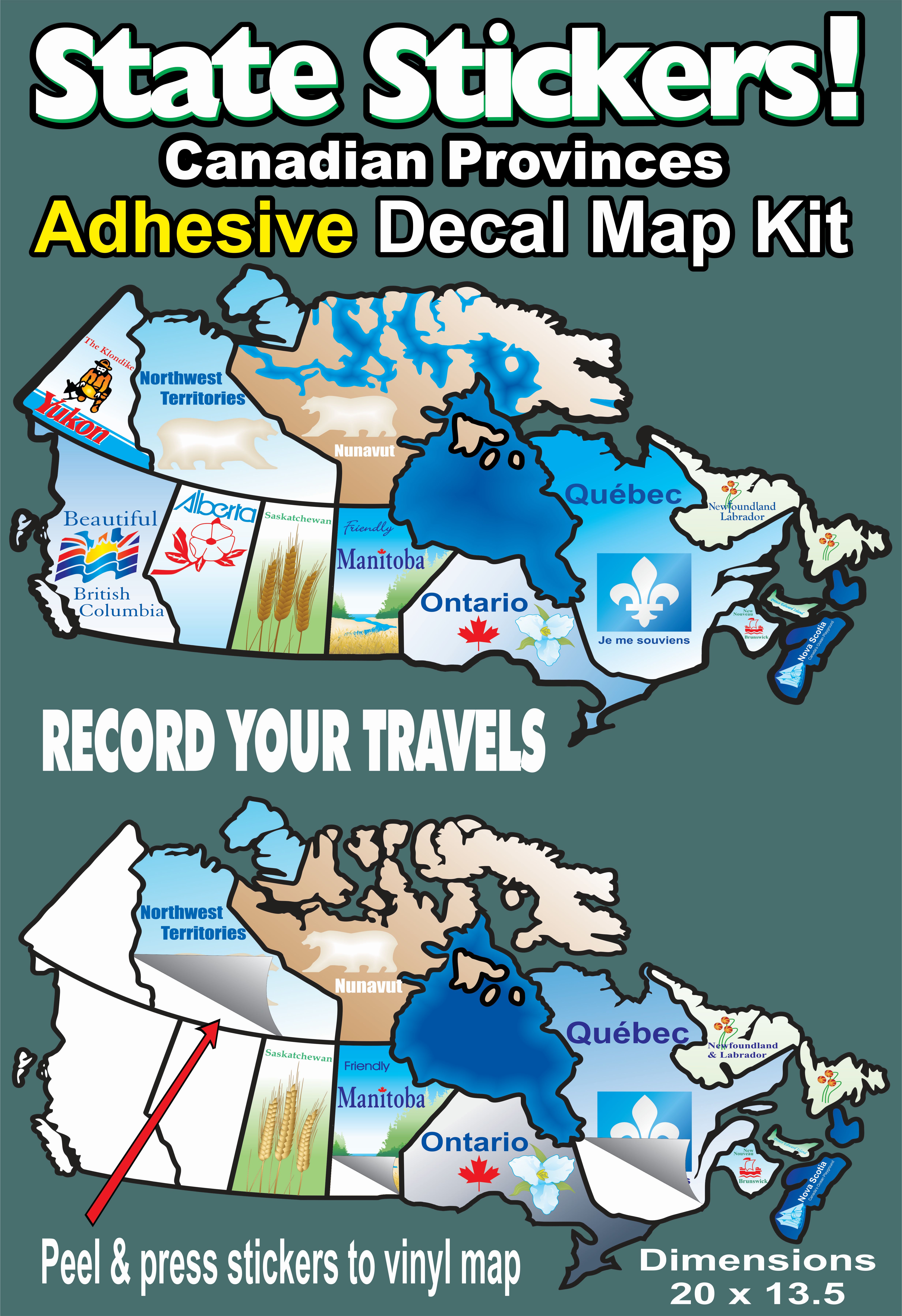 State Sticker 800 Travel Map Sticker Canadian Province Sticker; Self ...