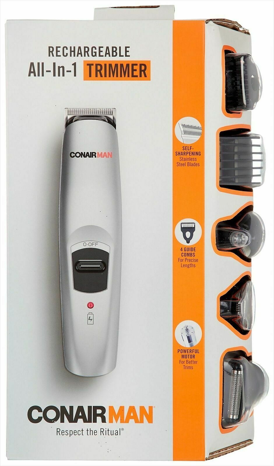 Recortadora Barba y Bigote Inalambrica Recargable Conair Acero Inoxidable Gris GMT189UES ...