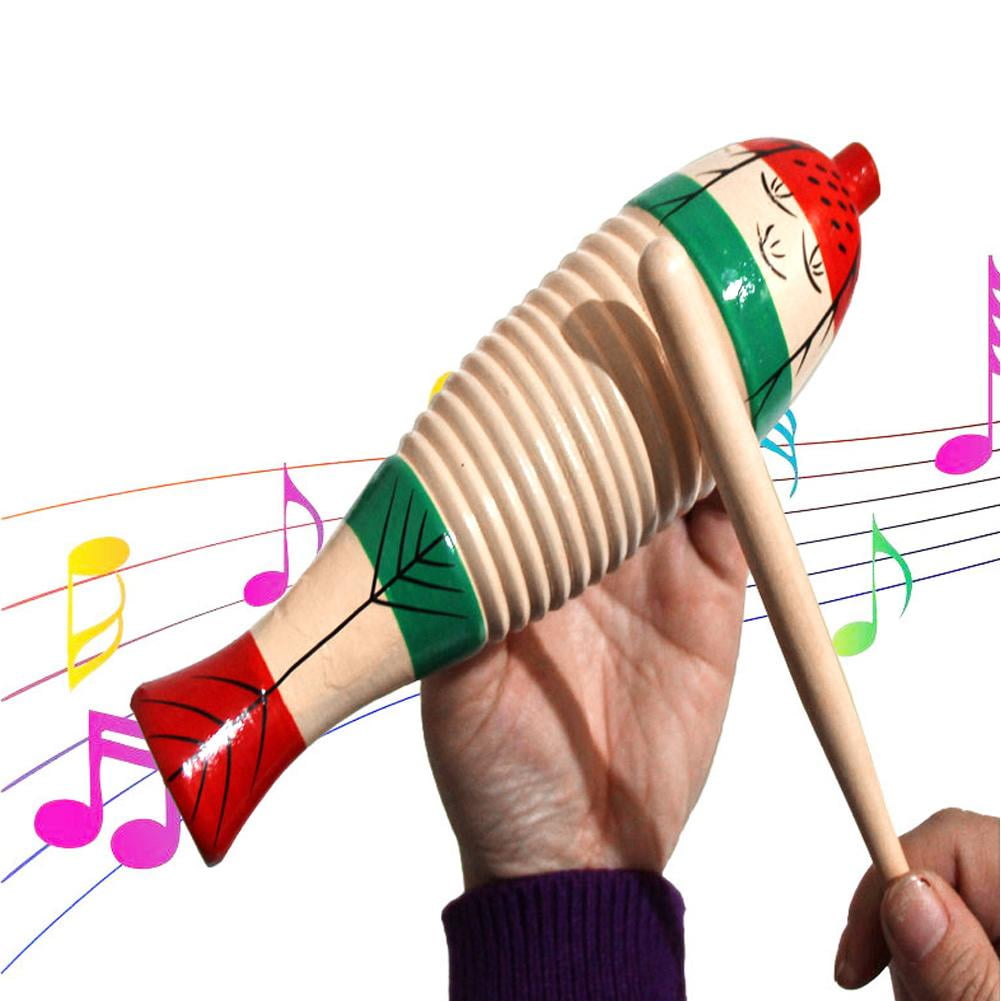 Ccdes Percussion Instrument,2 Sets Wooden Scraper Guiro Sound Tube ...