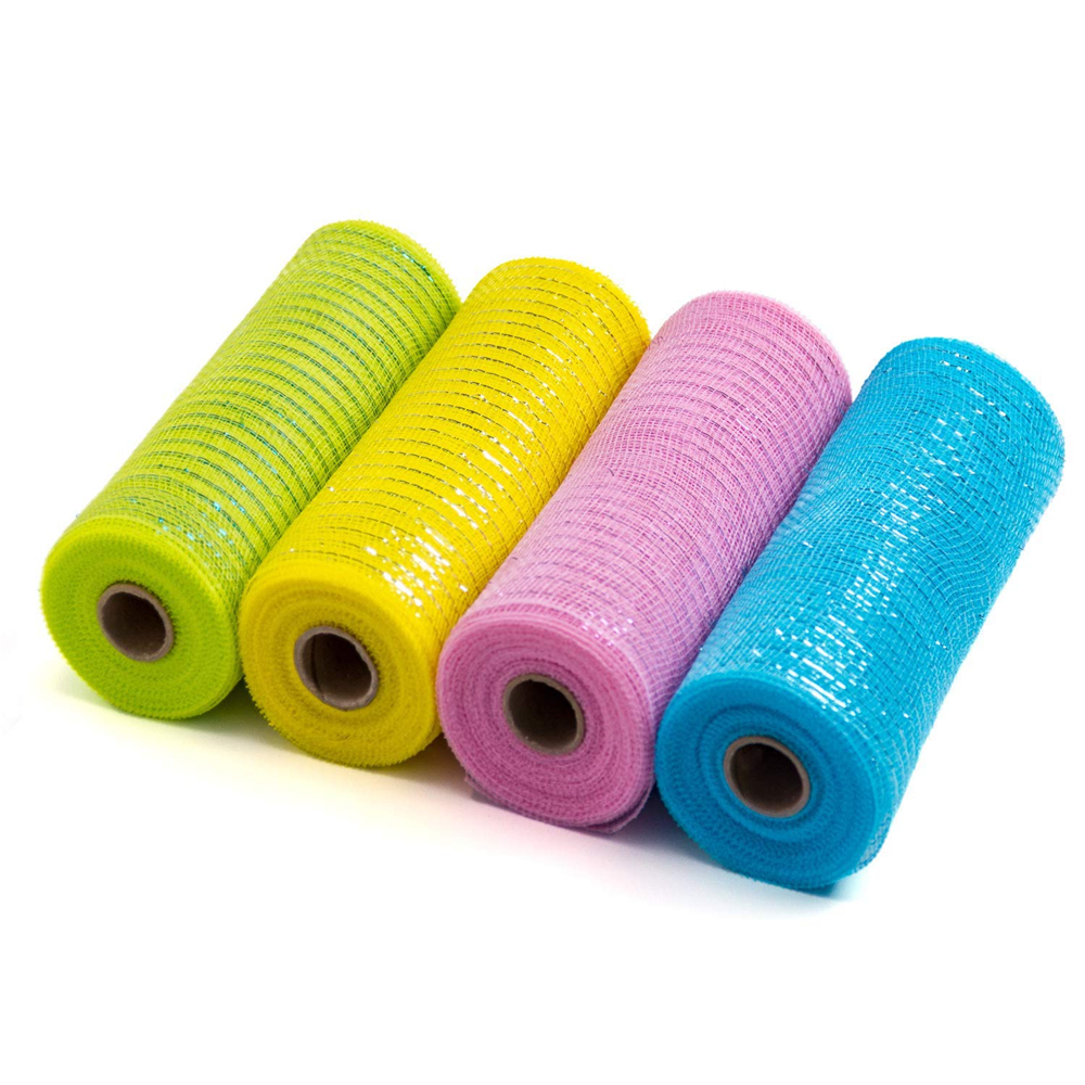 Deco Poly Mesh Ribbon - 10 inch x 30 feet Each Roll - Metallic Foil ...