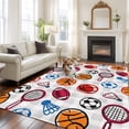 Ball Sport Area Rug 5x8 Washable Rug Non Slip Soccer Basketball Tennis ...