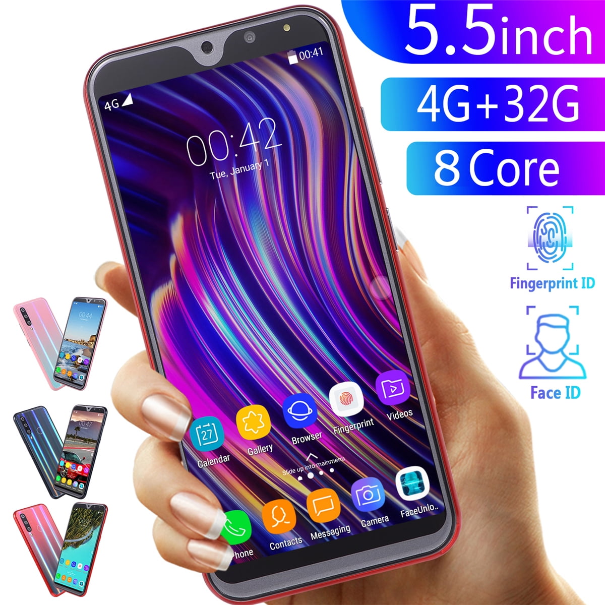 5.5″ Smart phone Nova 5 Android Face Fingerprint Unlocked HD Screen ...