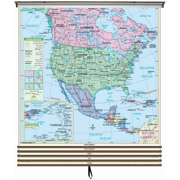 Univarsal 911100532001-54x69-SR5 54 x 69 in. 5-Map Essential Continent ...