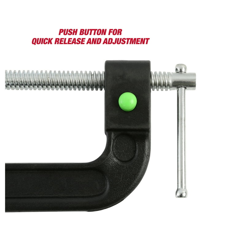 Hyper Tough 4-Inch Push Button Quick Release C-Clamp