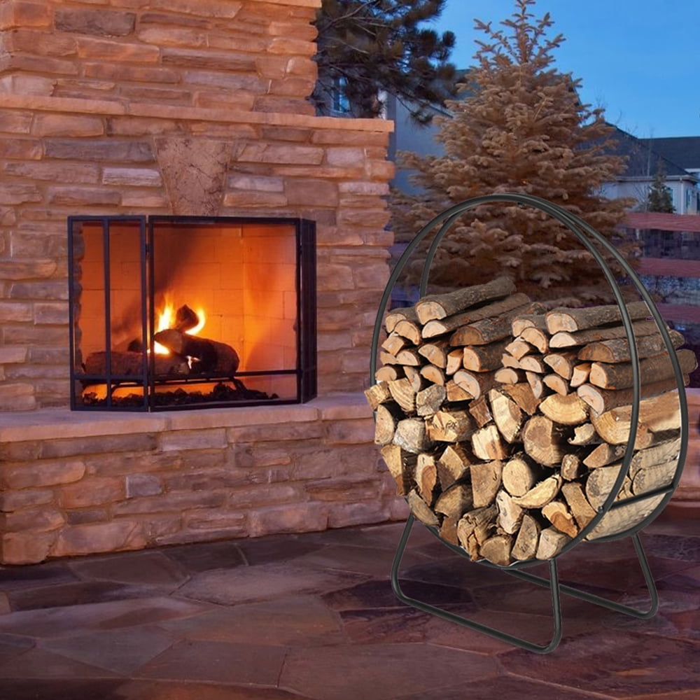 Indoor Firewood Rack Holder, 40" Metal Fireplace Logs Racks, Outdoor ...