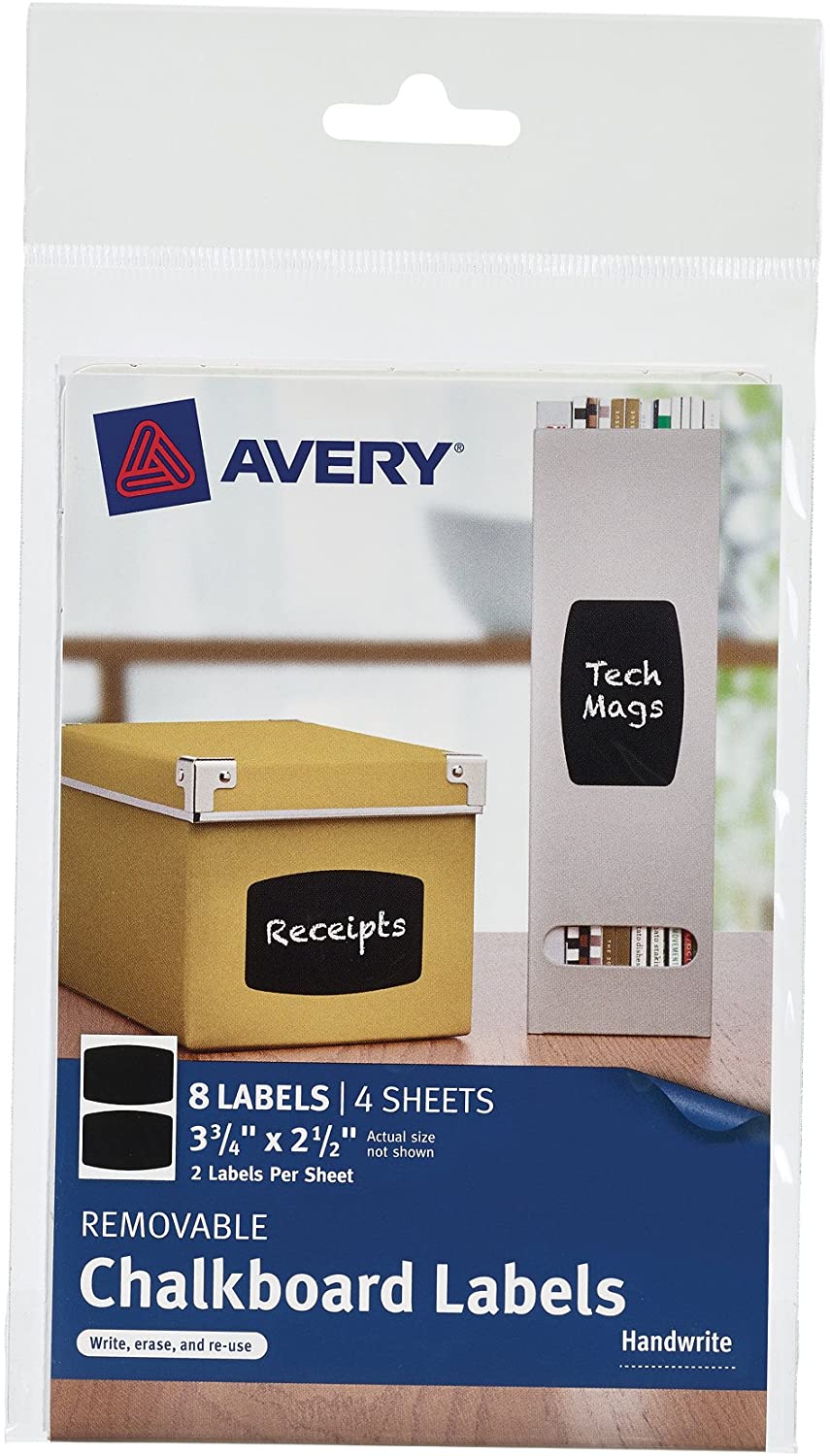 Avery Removable Chalkboard Labels, 2.5 x 3.75 inches, Rectangle, Pack ...