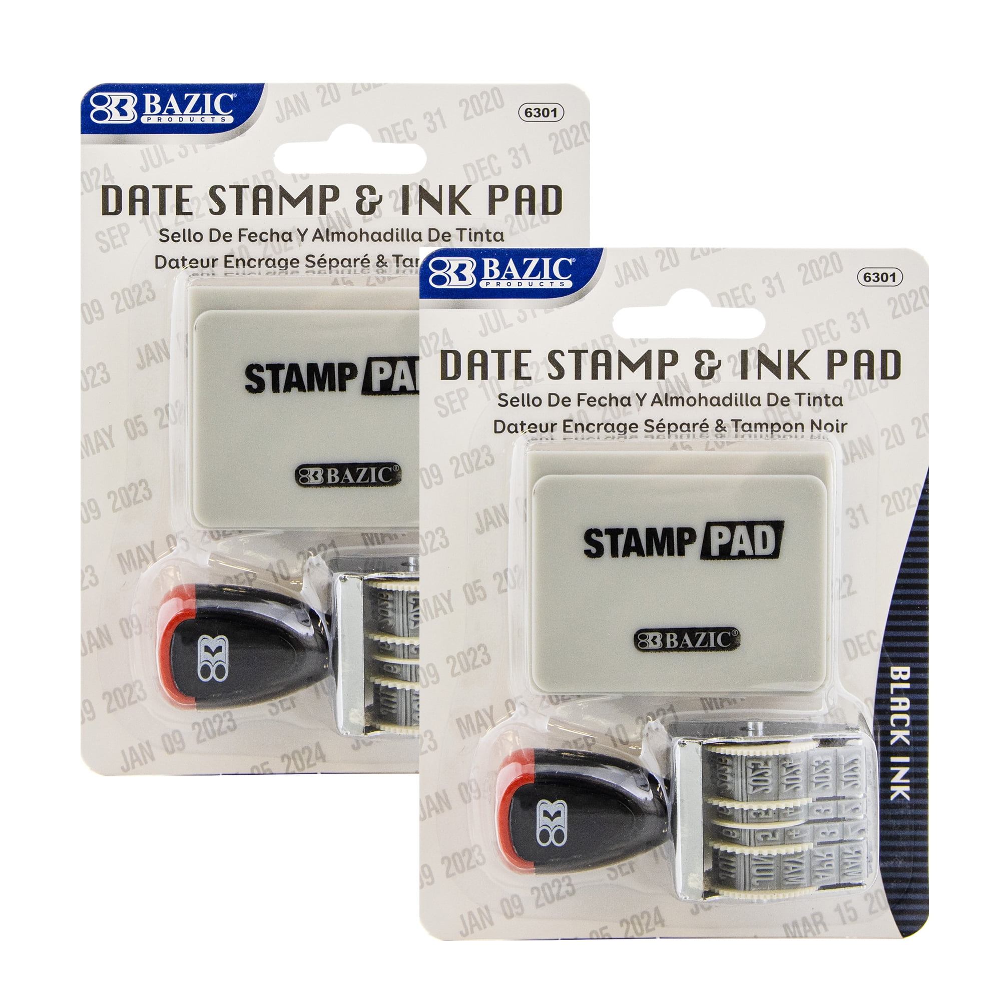 BAZIC Date Stamp & Black Ink Pad, 12 Years of Dates, Nickel-Plated ...