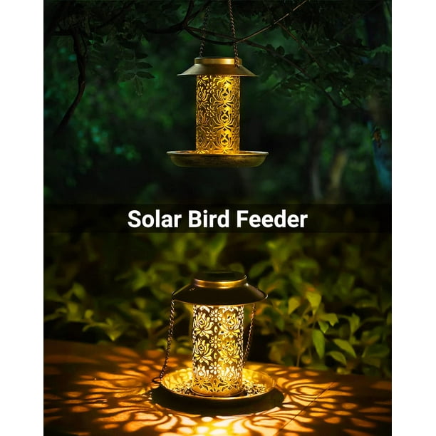 SHAR Outdoor Hanging Solar Bird Feeder, Metal Wild Bird Feeder for ...