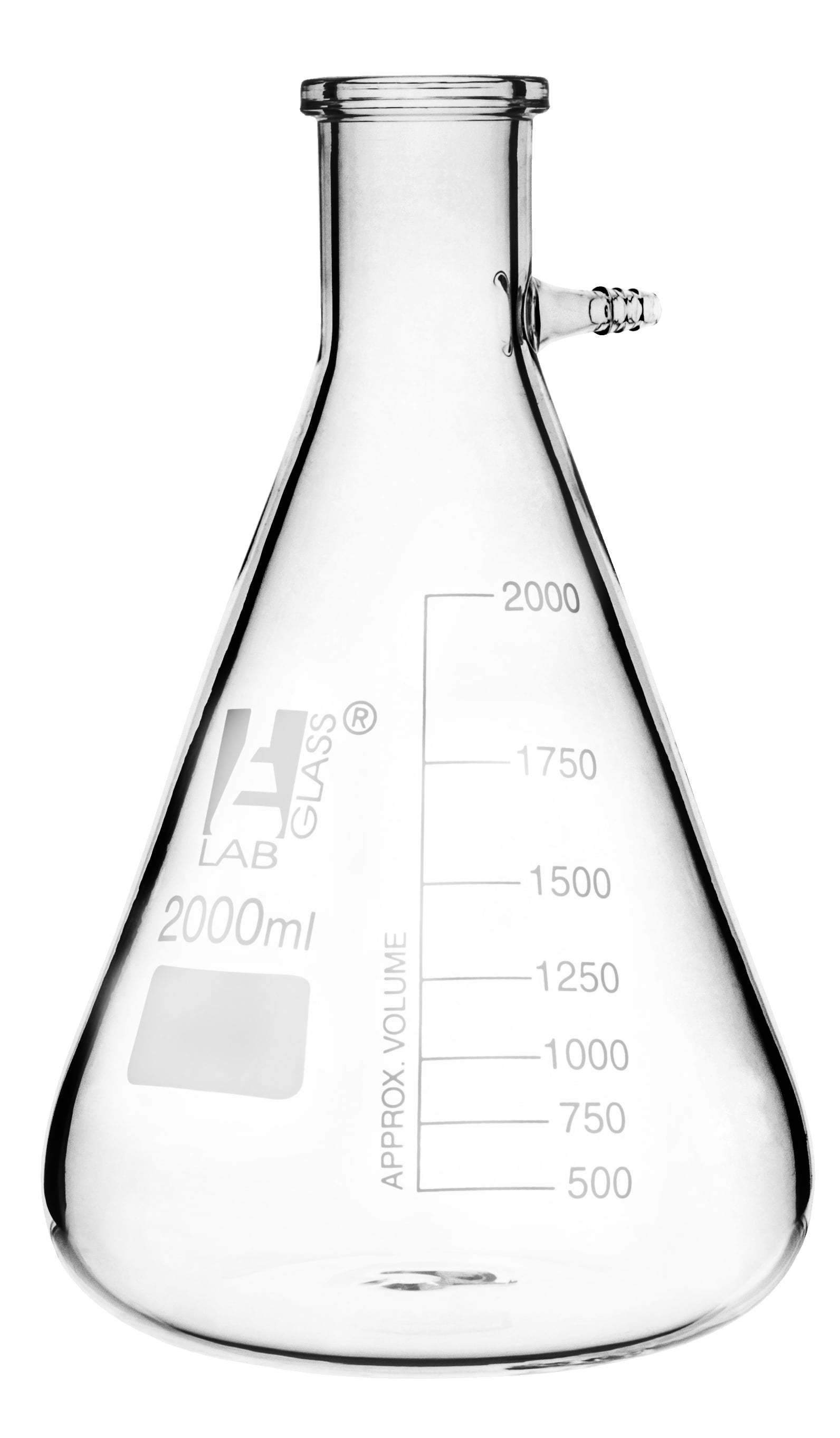 Conical Filtering Flask, 2000ml, Integral Side Arm, Borosilicate Glass ...