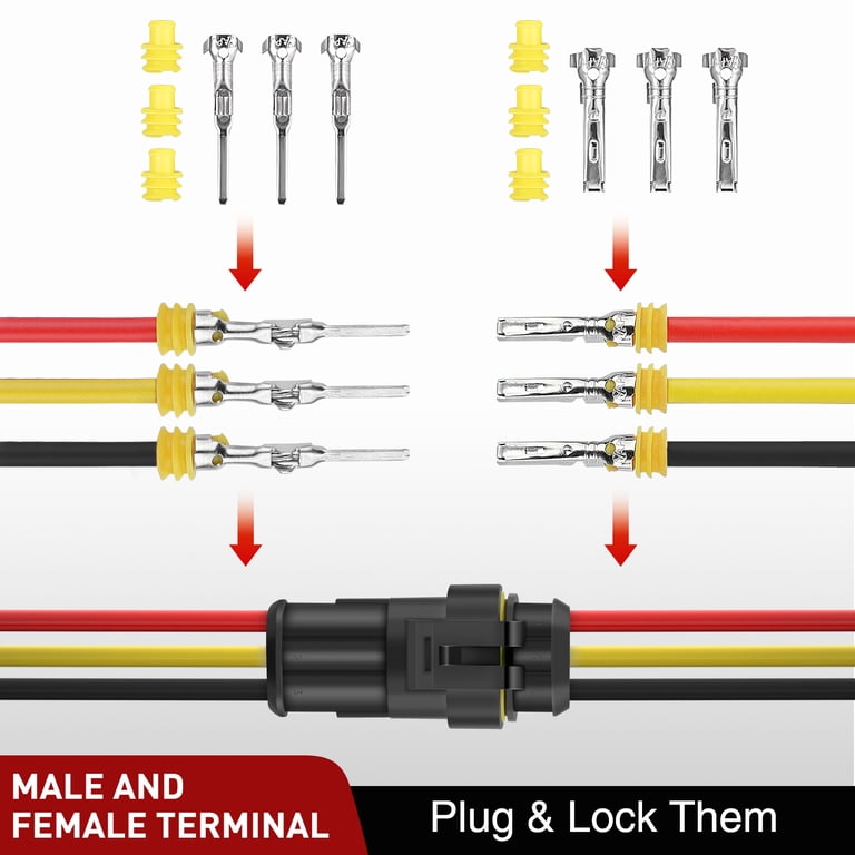 3 Pin Waterproof Connector 3Pin Electrical Wire Connectors Male And ...