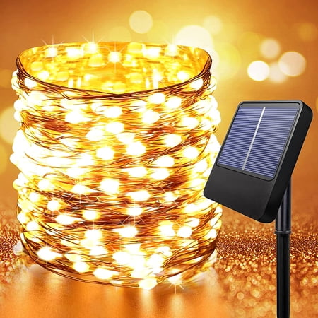 Solar String Light Outdoors - 2 Pack of 100 LED 10 Meters Warm White ...