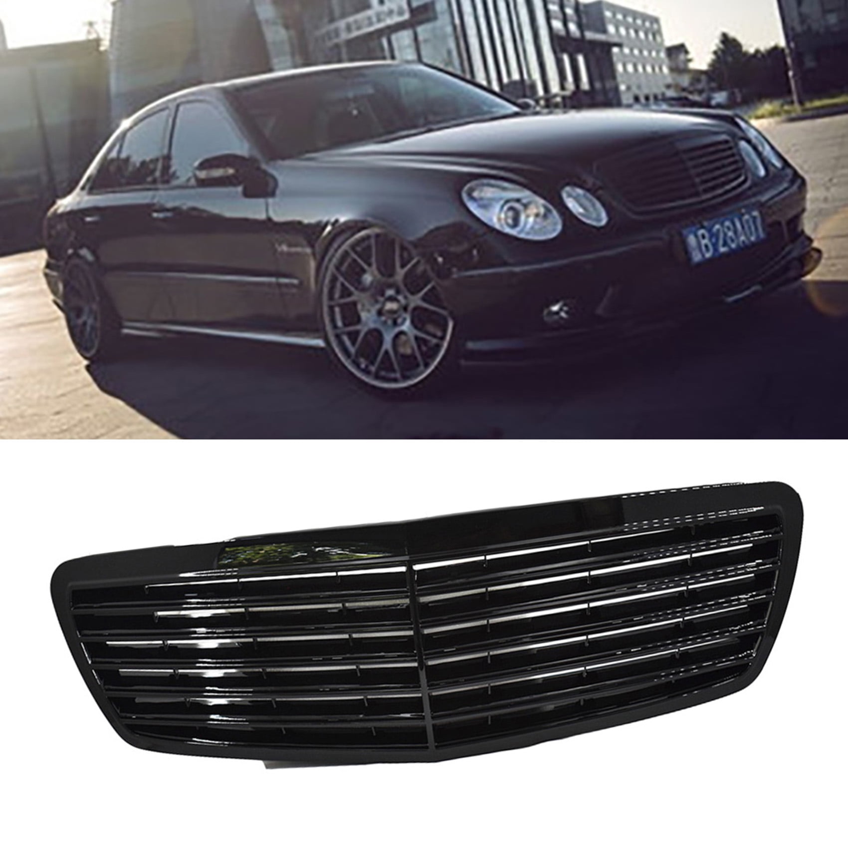 LABLT Glossy Black Front Grille Grill Fit for Mercedes W211 E-Class ...