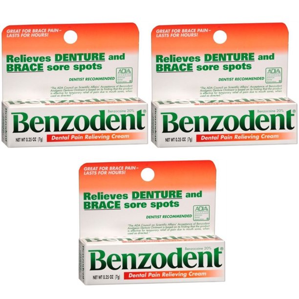 3 Pack Benzodent Denture Ointment - 0.25 Oz Each - Walmart.com