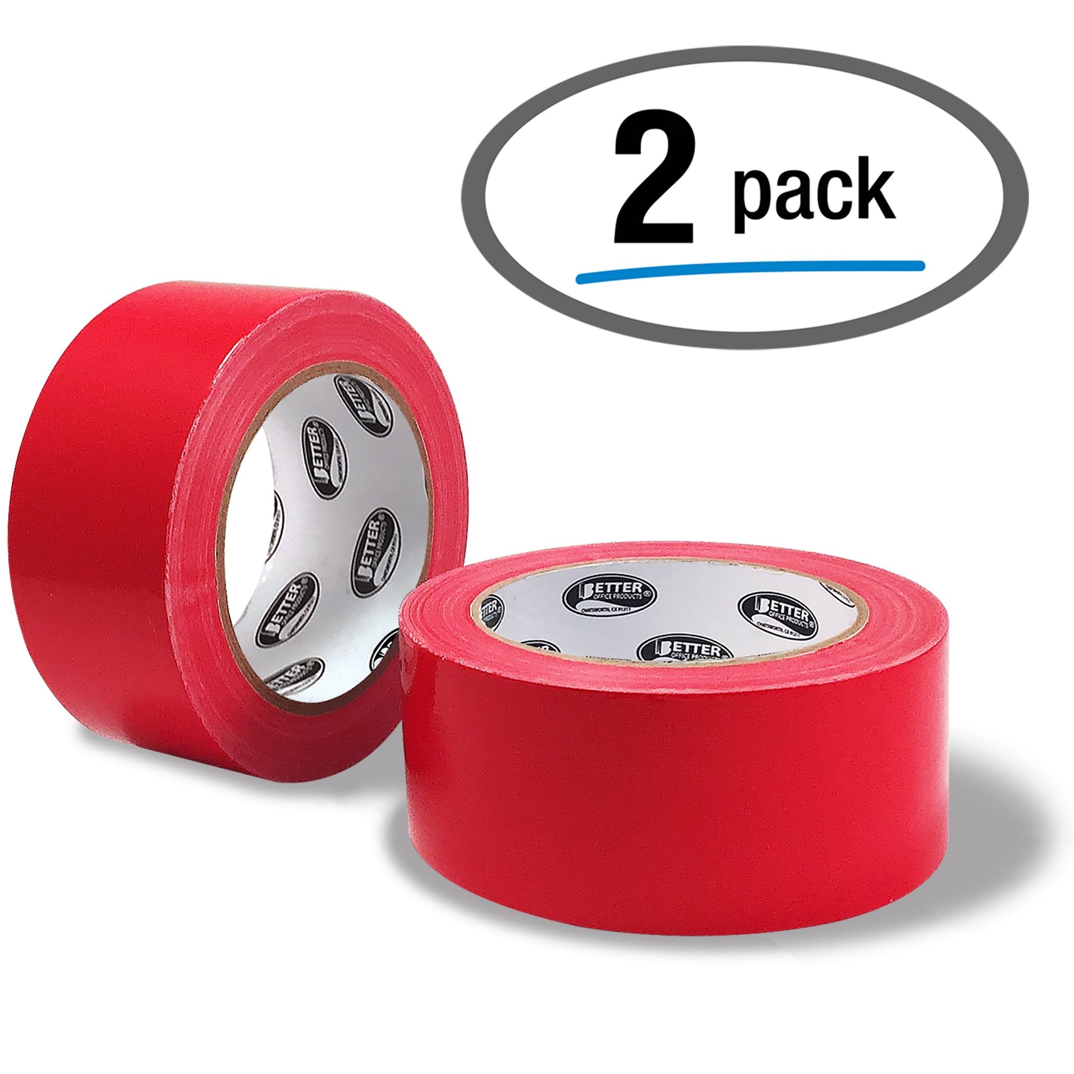 Red Duct Tape, 2 Pack, Heavy Duty Duct Tape by Better Office Products ...