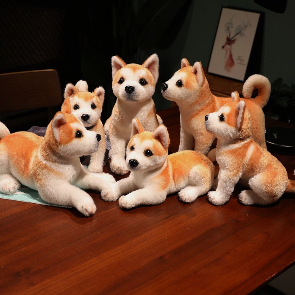 Lifelike Akita Dog Stuffed Animal Plush Toy Cute Simulation Puppy Shiba ...