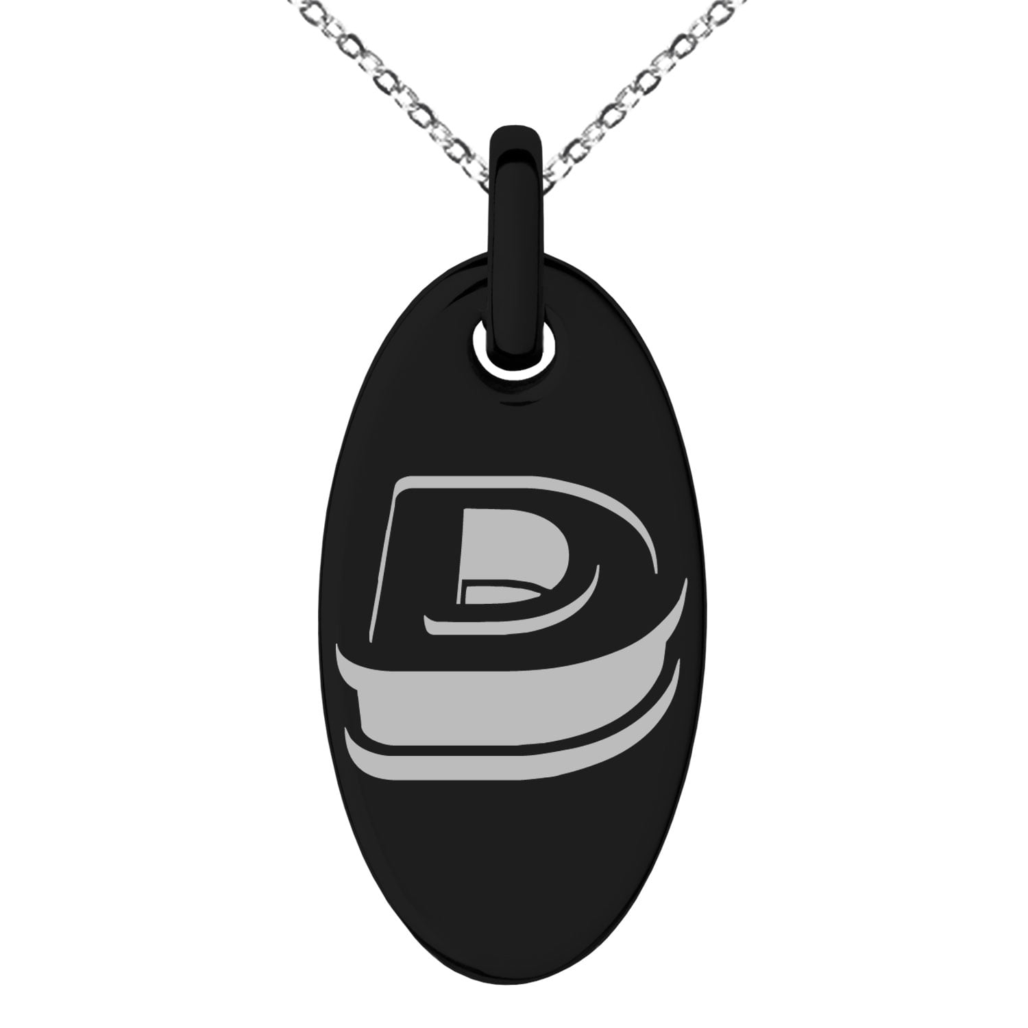 Stainless Steel Letter D Initial 3D Monogram Engraved Small Oval Charm ...