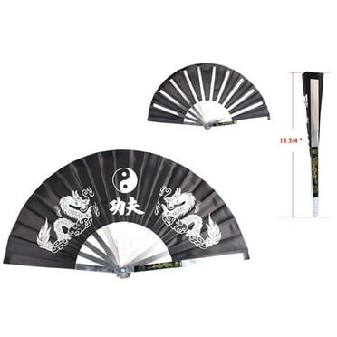Metal Frame Kung Fu Fighting Fan - Yin Yang Dragons - Black - Walmart.com