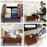 RichYa Oversized Square Ottoman, Storage Toy Box, Red Brown Faux ...