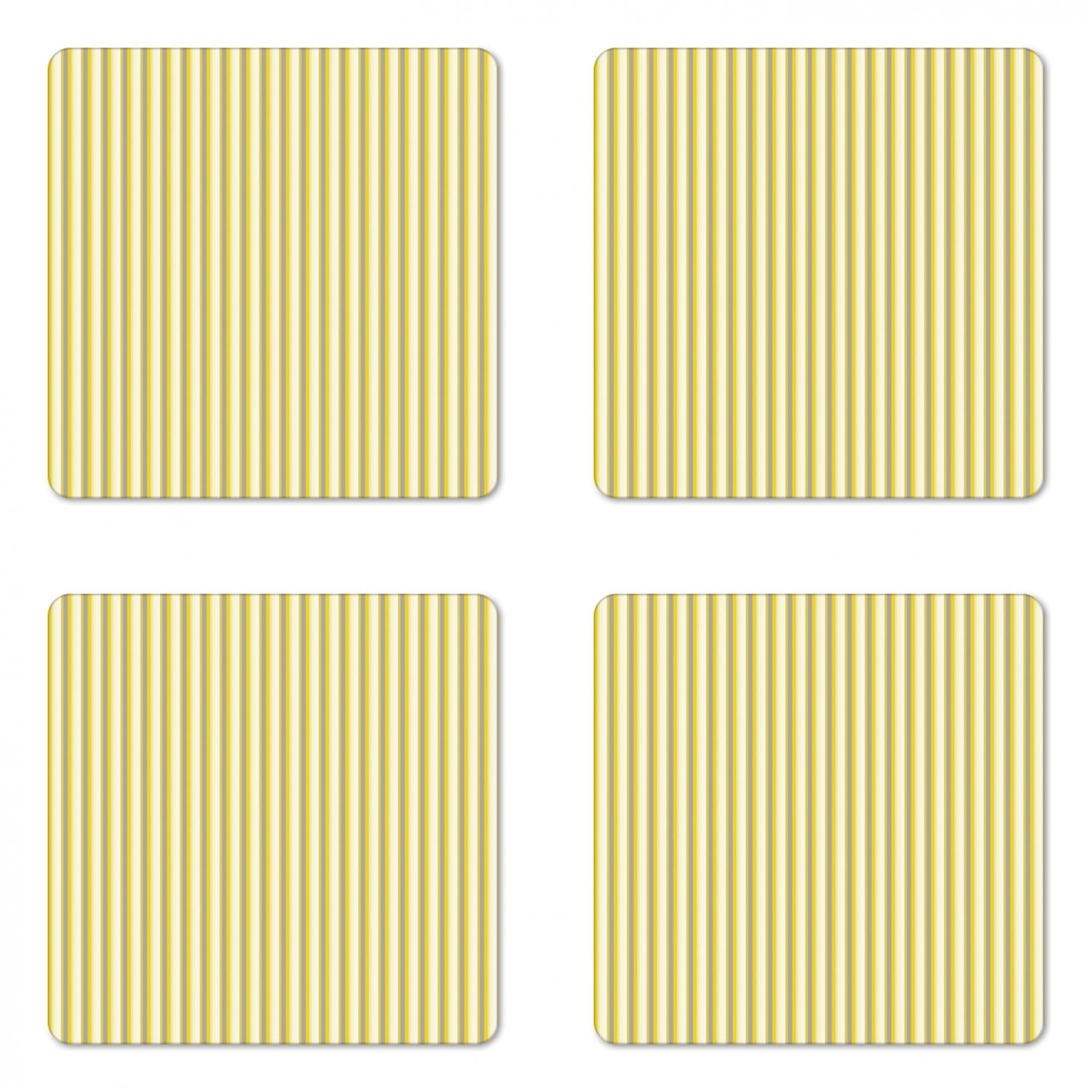 Yellow Coaster Set of 4, Classical Pattern with Vertical Stripes in ...