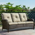 Pocassy Outdoor Wicker 3-Seater Sofa with cushion, high back and deep ...